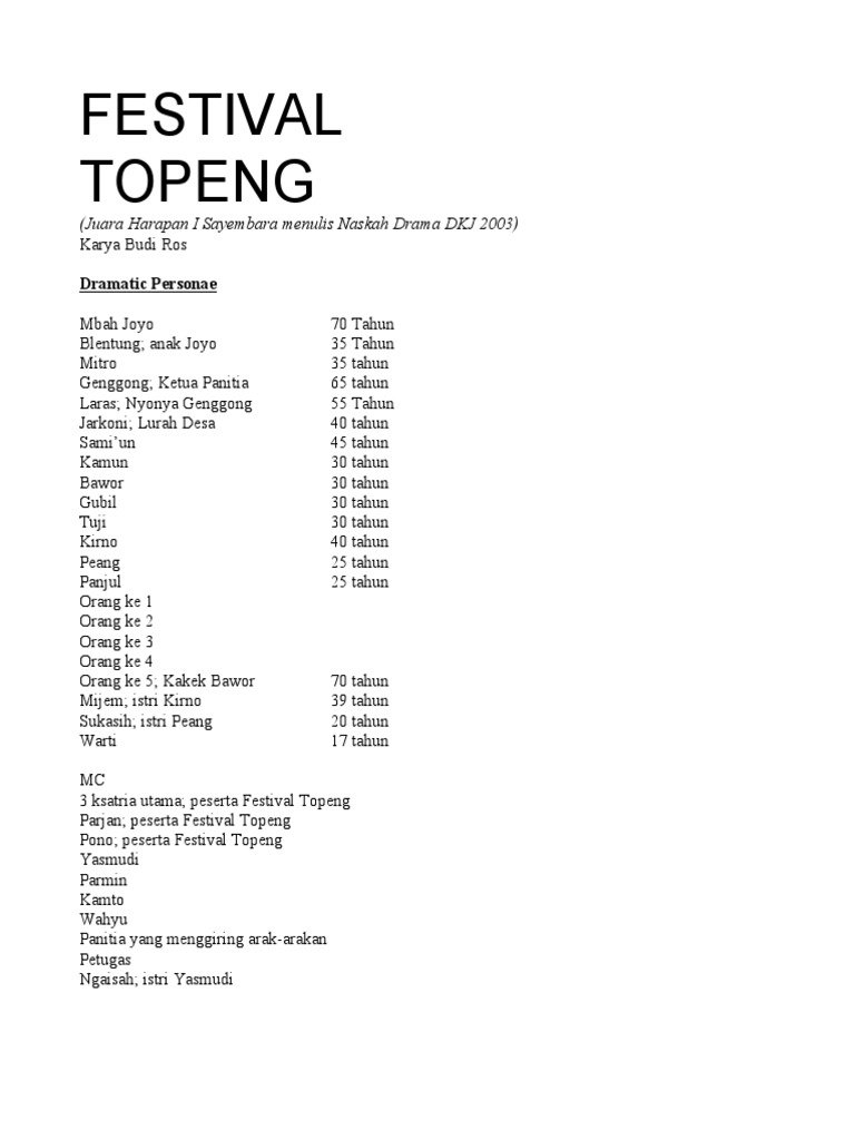 Festival Topeng: Drama Tradisi Desa | PDF