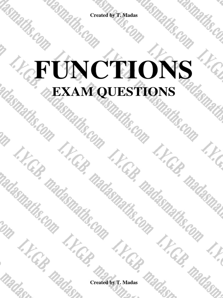 Function Exam Questions | PDF | Function (Mathematics) | Equations