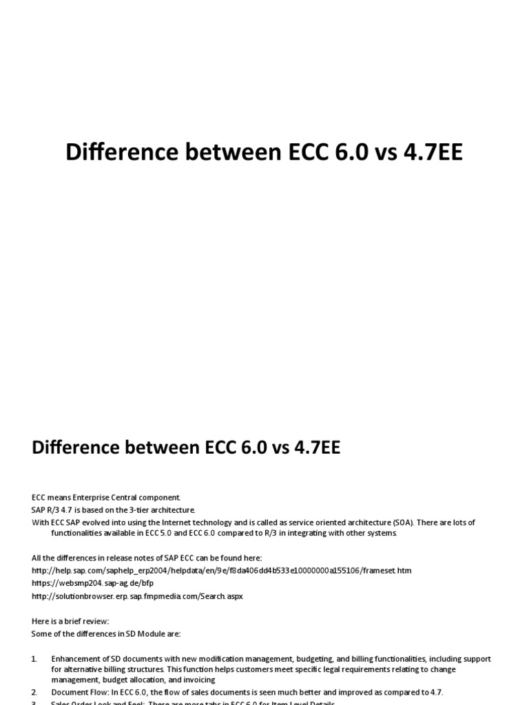 ECC 6.0 vs 4.7EE: Key Differences | PDF | Error Detection And ...