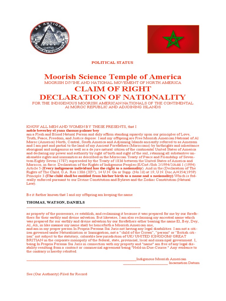 Declaration of Nationality - Bev | PDF | Ethical Principles | Common Law