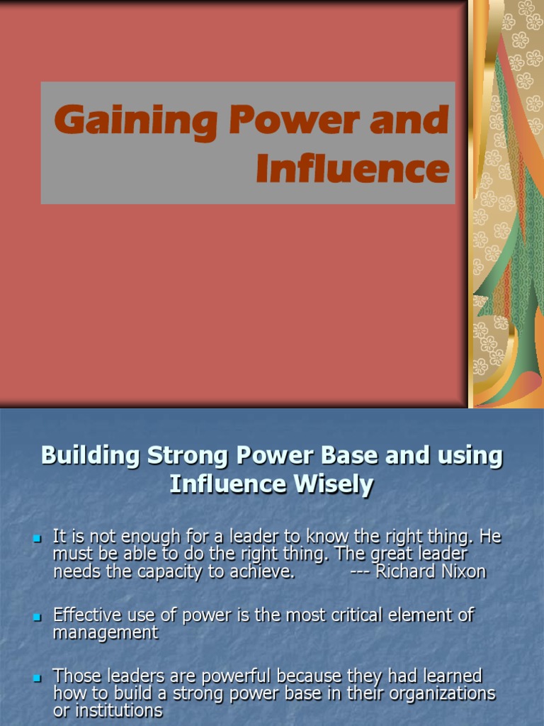 Gaining Power and Influence | PDF | Power (Social And Political ...