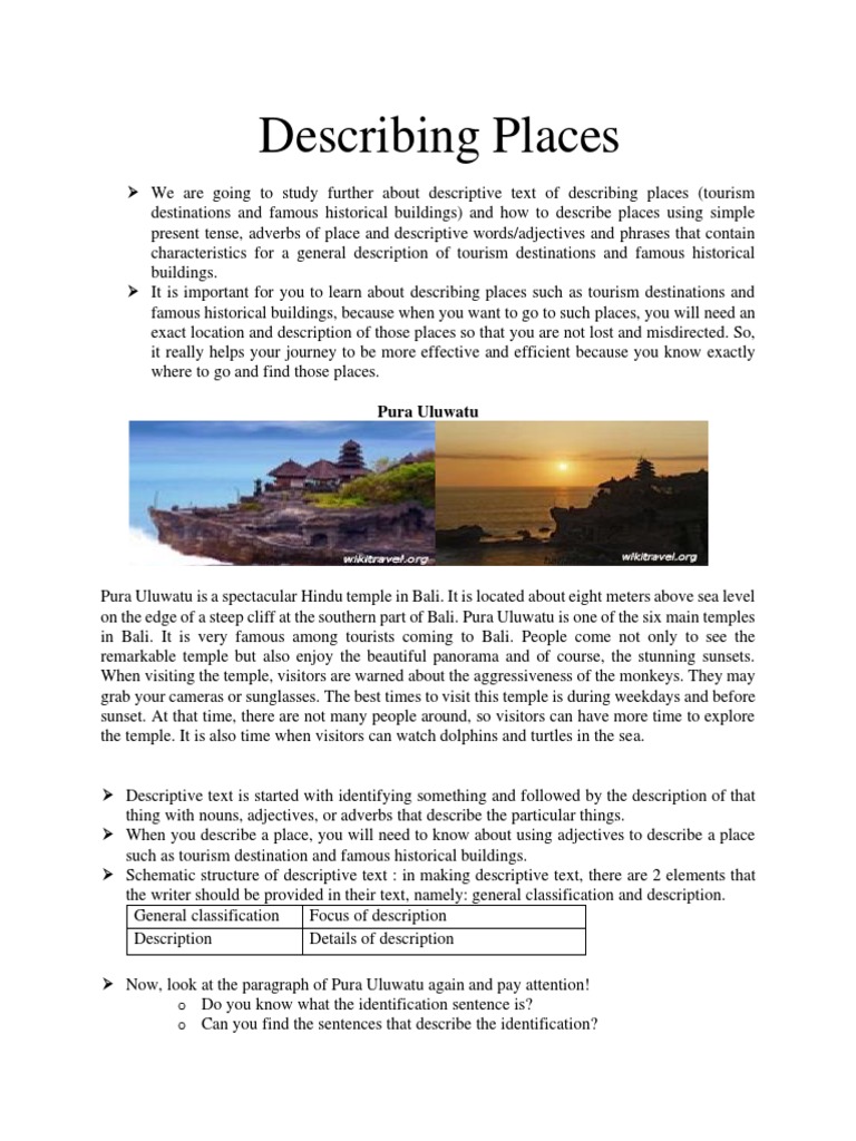 Describing A Place | PDF | Adverb | Verb
