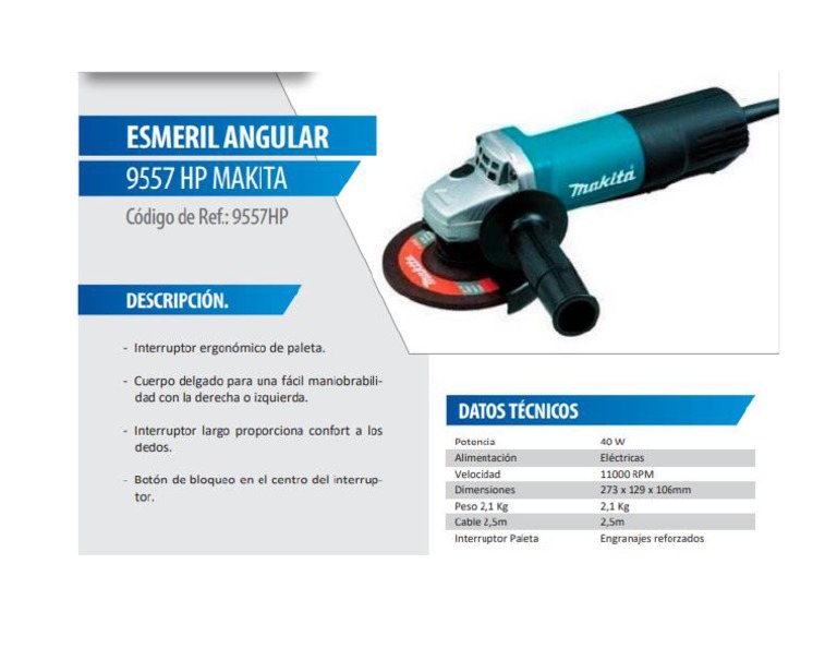 Ficha Tecnica Pulidora 9557HP | PDF
