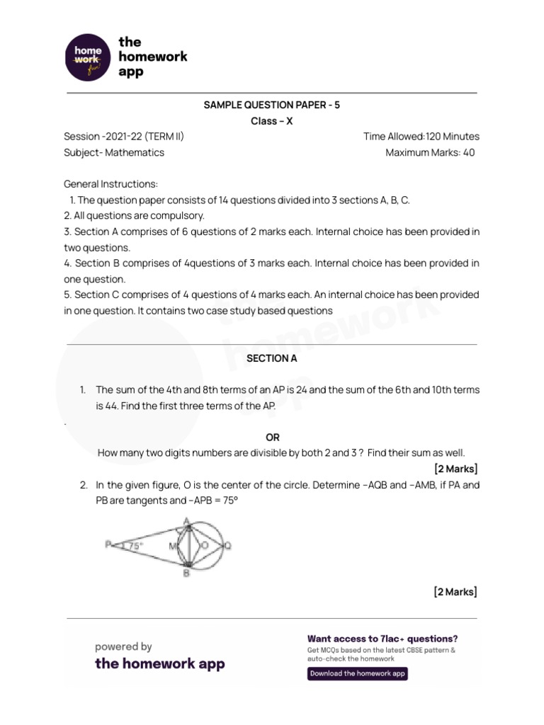 Sample Question Paper - 5 | PDF | Circle | Sphere