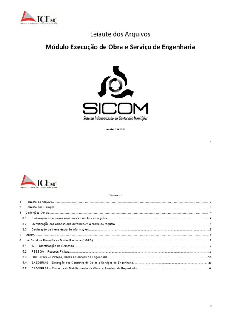 Manual SICOM 2022 OBRAS Consolidado Versao 3.0 | PDF | Decimal