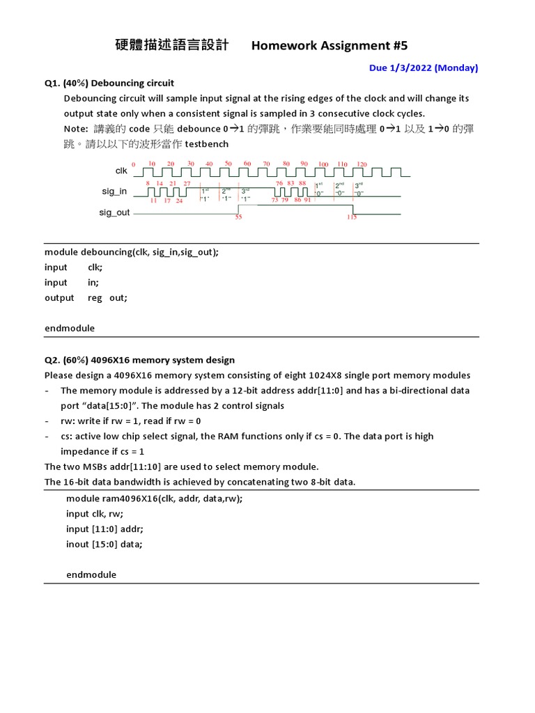 HDL Design HW Assignment 5 | PDF