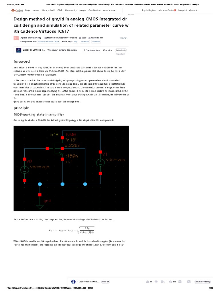 Simulation of GM - Id Design Method in CMOS Integrated Circuit Design ...