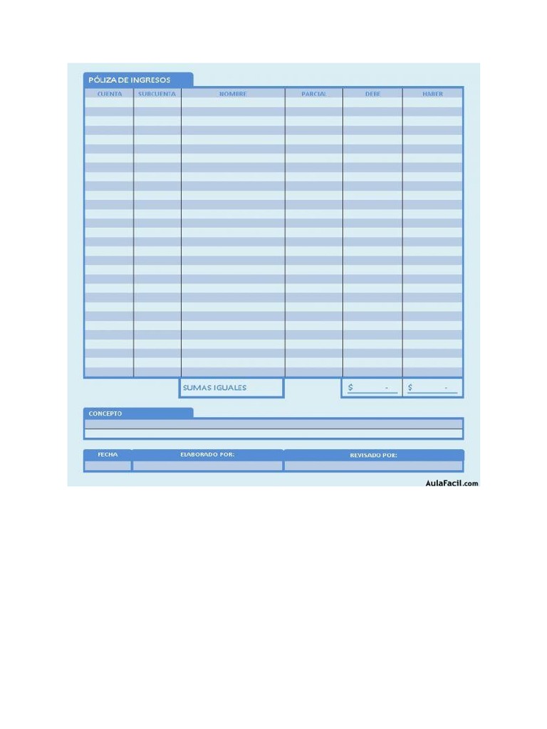 Pólizas de Ingreso, Cheque y Egreso. Ejemplos | PDF