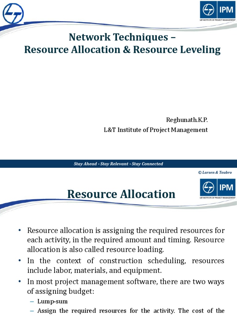 Resource Allocation And Resource Levelling Pdf Computing Business