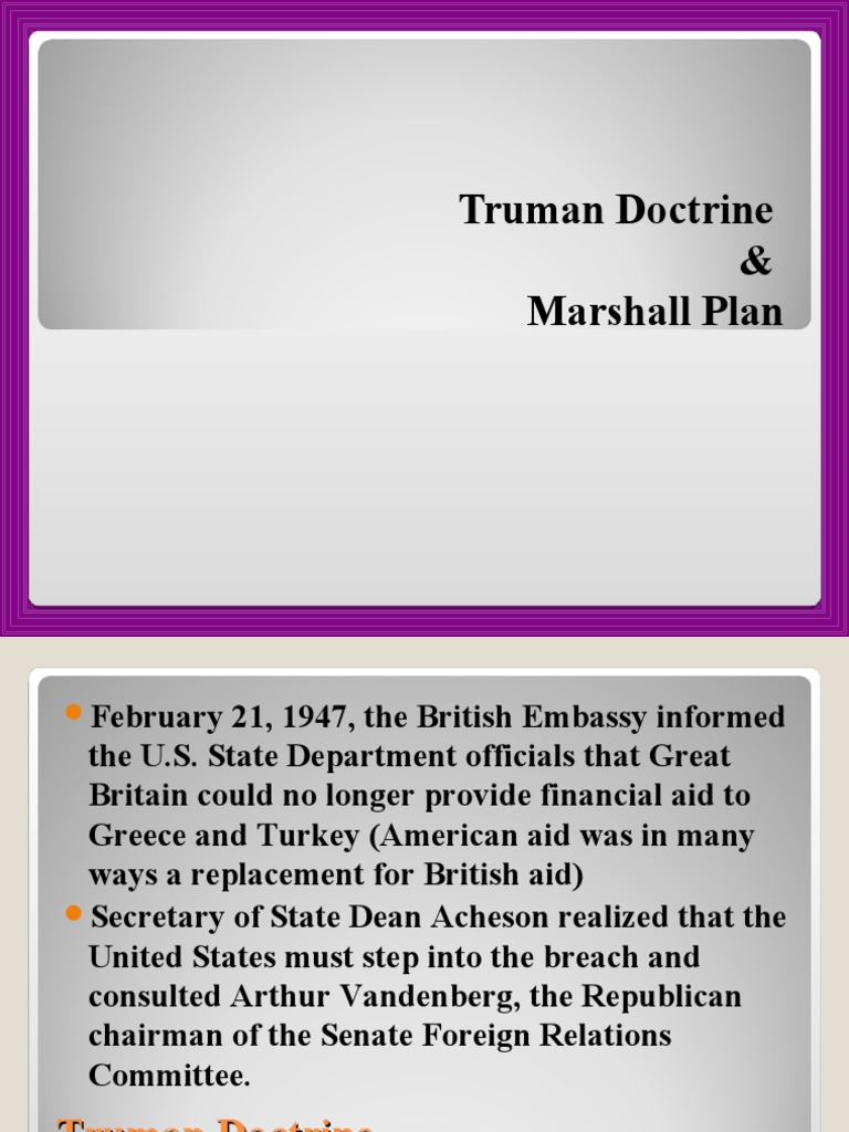 Truman Doctrine and Marshall Plan | PDF | Marshall Plan | Containment