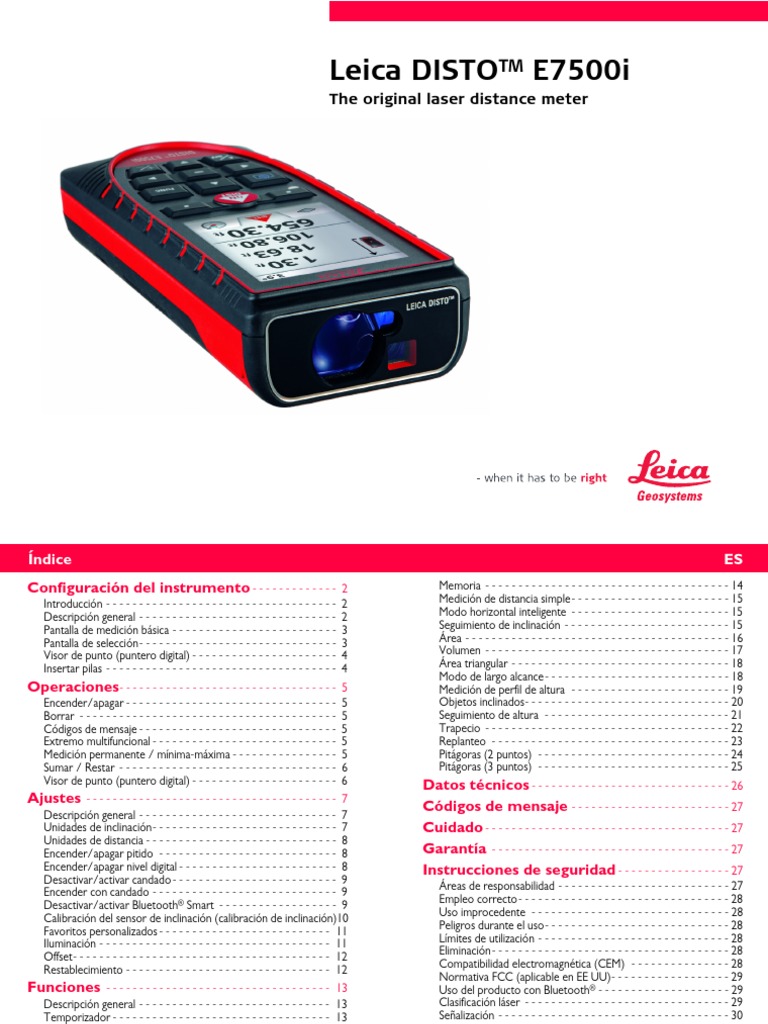 Leica Disto E7500i User Manual - 792320 - Es | PDF