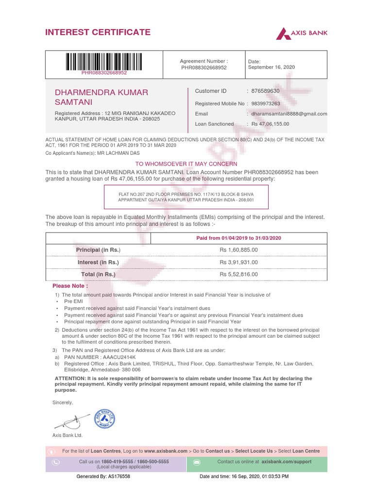 Interest Certificate: Dharmendra Kumar Samtani | Download Free PDF ...