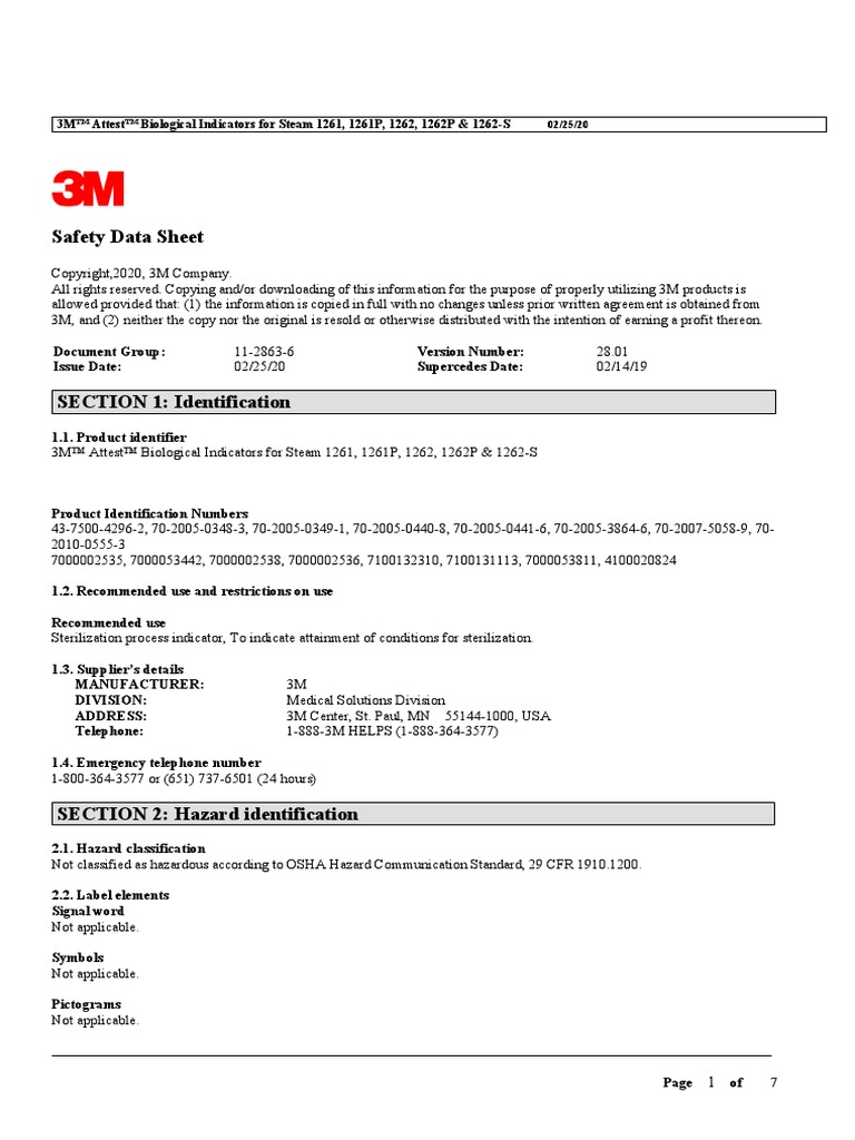 3M Safety Data Sheet | PDF | Toxicity | Waste Management