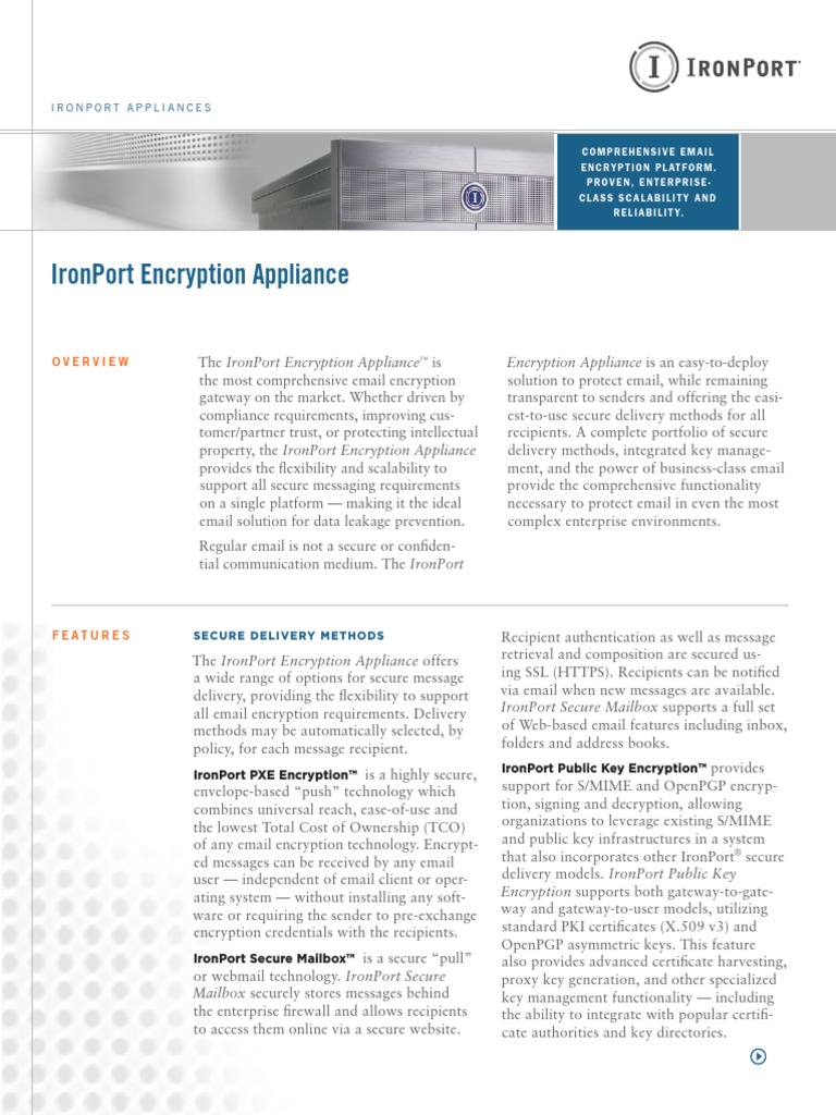 Ironport Encryption Datasheet | PDF | Encryption | Public Key Cryptography