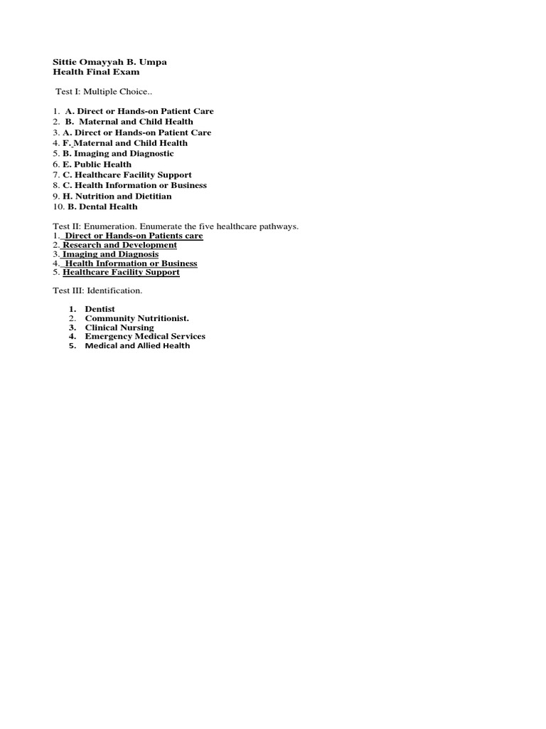 Health Final Exam Study Guide | PDF | Self-Improvement