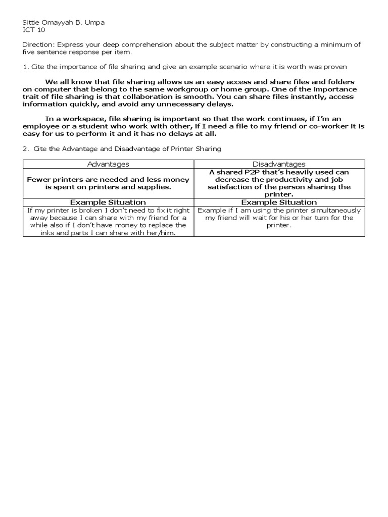 The Importance of File Sharing and Printer Sharing in the Workplace | PDF