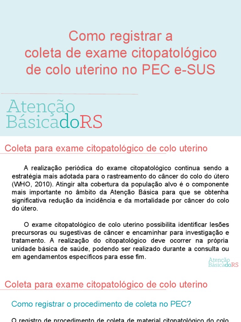 Como Registrar o Preventivo No PEC Coleta CP Pec e Sus Ab | PDF
