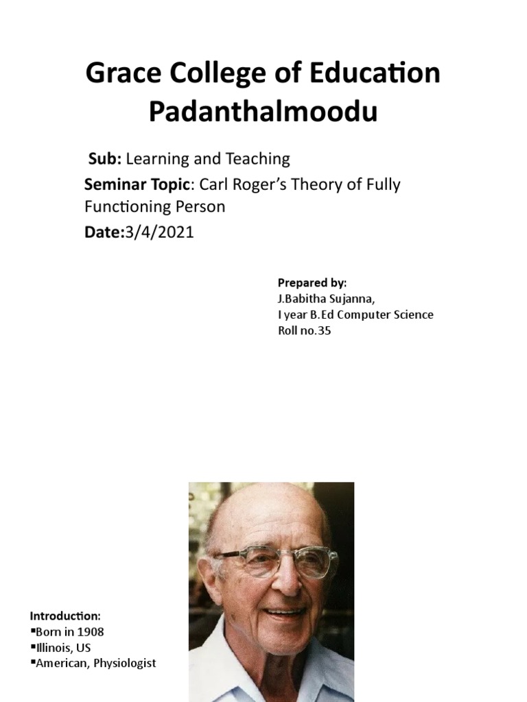 Carl Rogers' Fully Functioning Person Theory | PDF | Self Esteem | Self ...