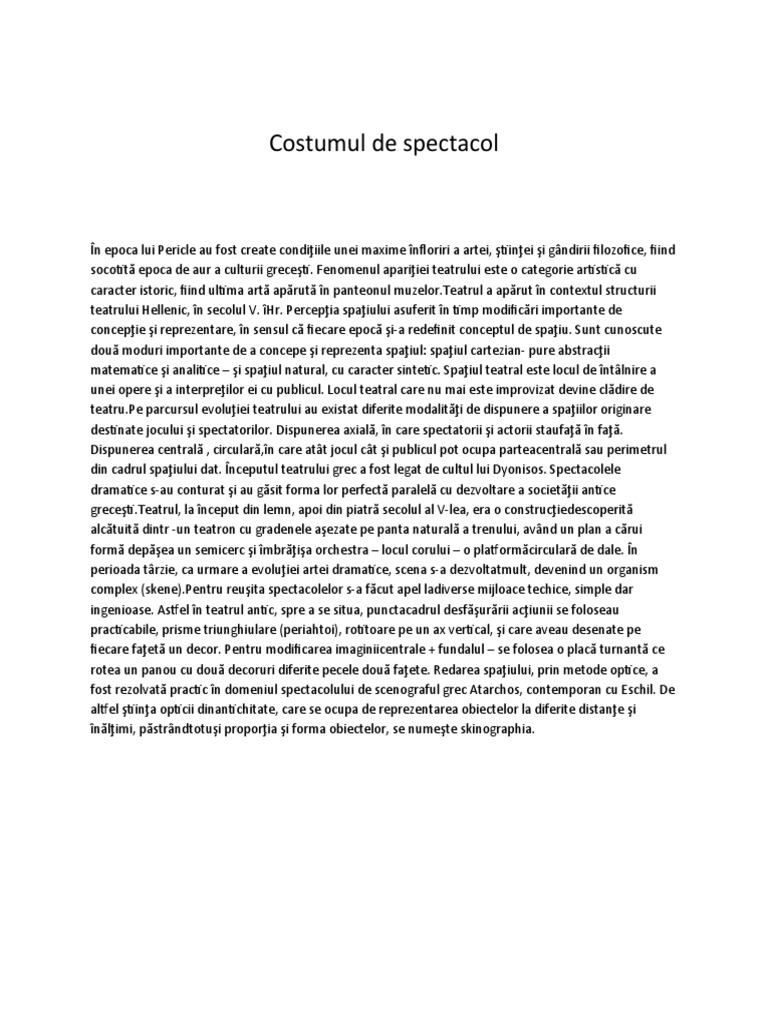 Costumul de Spectacol | PDF