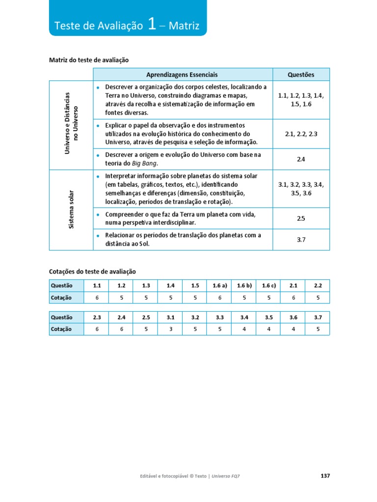 Testes de Avaliação (Word) | PDF | Telescópio | Galáxia