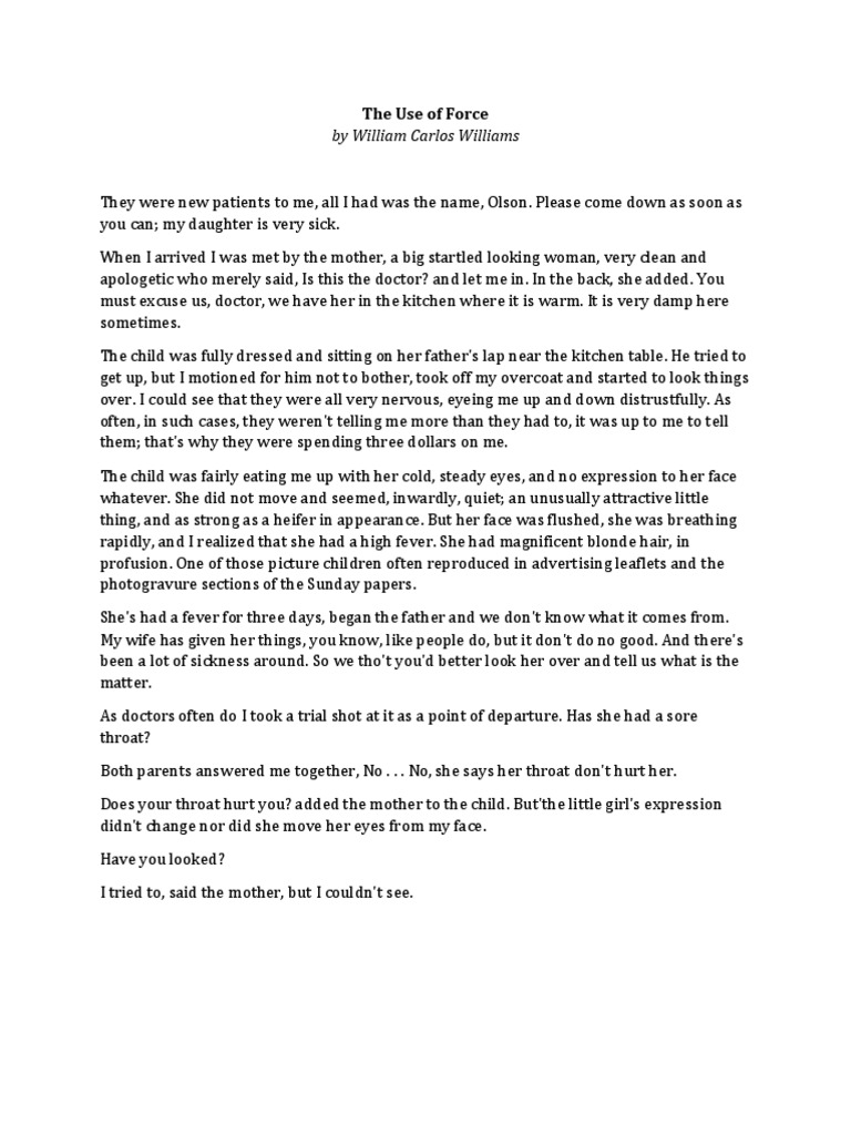 The Use of Force - William Carlos Williams | PDF