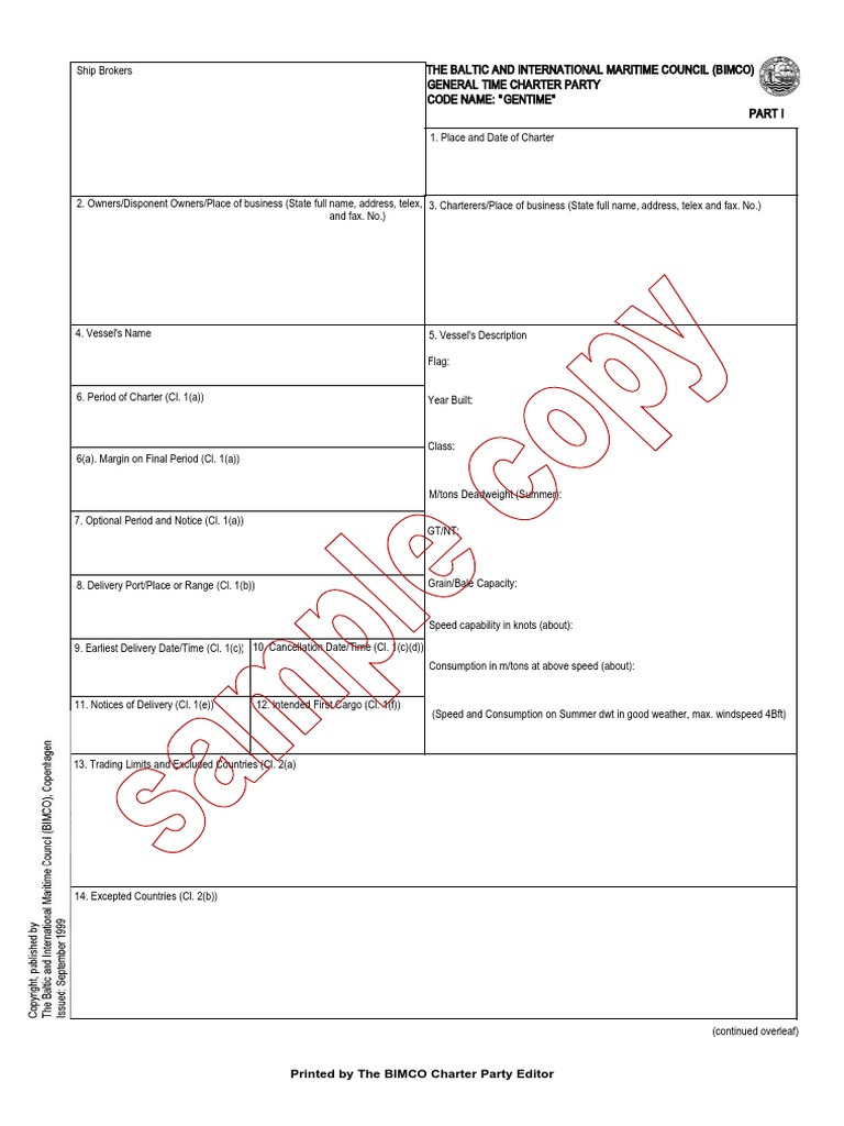 The Baltic and International Maritime Council (Bimco) General Time ...
