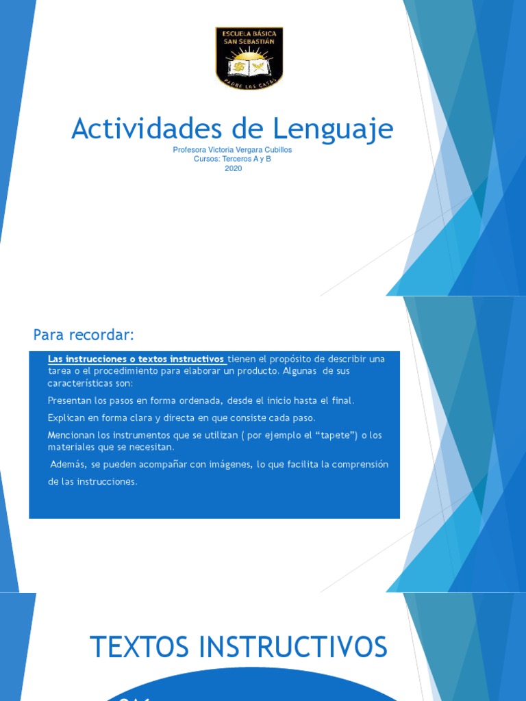 3°A Lenguaje PPT Texto Instructivo 27 Julio Al 7 Agosto | PDF