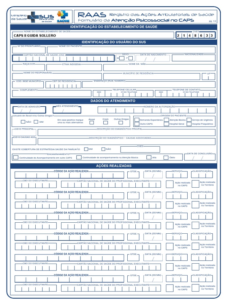 Modelo Formulario Raas | PDF | Remédio | Sistema de saúde