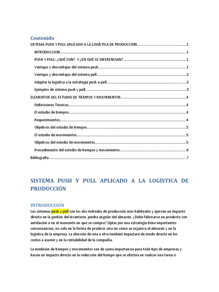Sistema Push y Pull Aplicado A La Logística de Producción | PDF ...