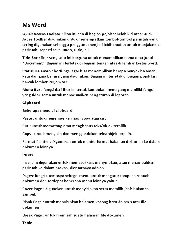 Macam Macam Fitur Di Ms Word, Excel, Powerpoint | PDF | Komputer