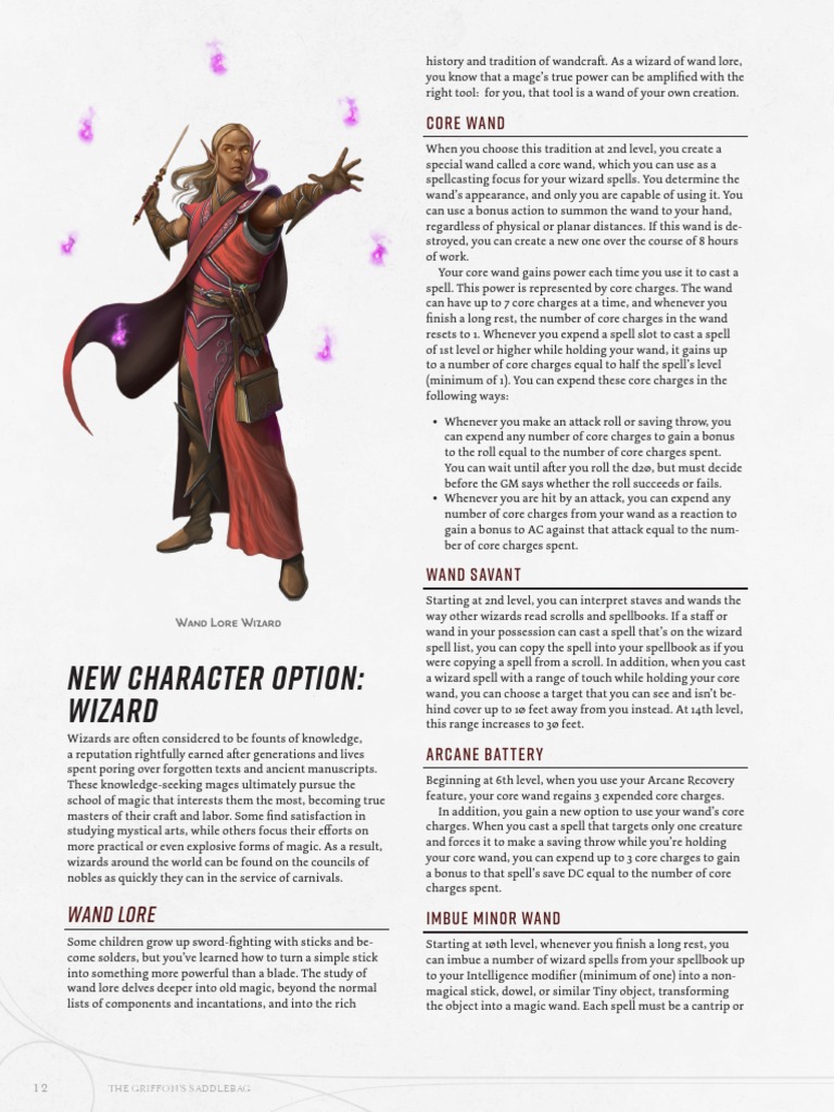 New Character Option: Wizard: Wand Lore | PDF | Fantasy