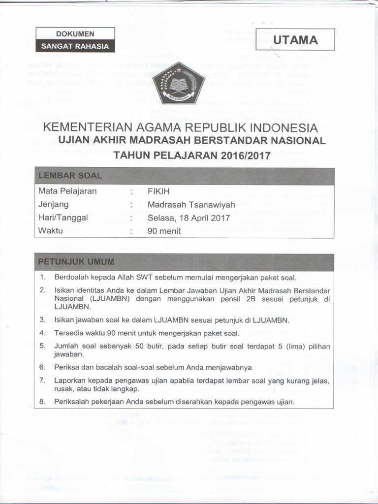 Fikih-UAMBN MTs 2017 | PDF