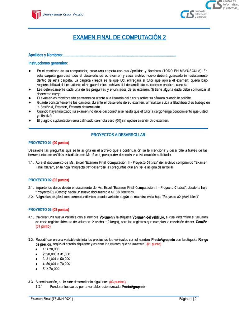 Examen Final Computación II | PDF