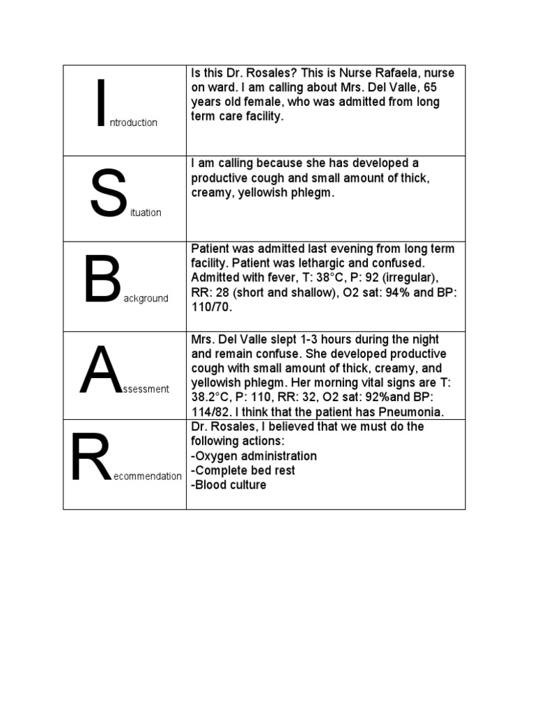 ISBAR Pneumonia | PDF
