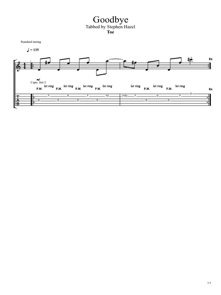 Goodbye: Tabbed by Stephen Hazel | PDF
