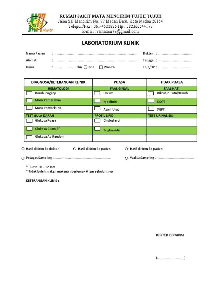 Form Laboratorium Klinik | PDF