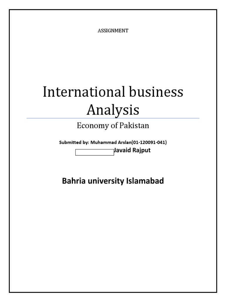 International Business Analysis: Bahria University Islamabad | PDF ...