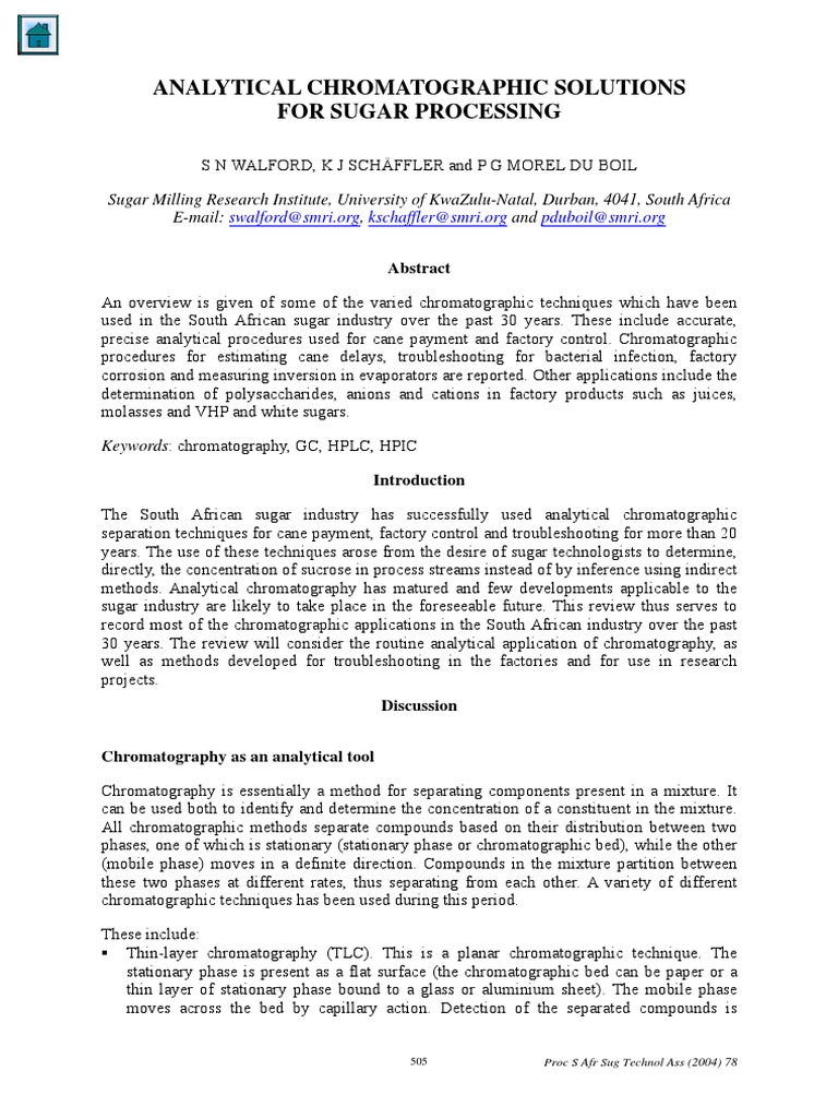 Analytical Chromatographic Solutions Pdf Chromatography Sucrose
