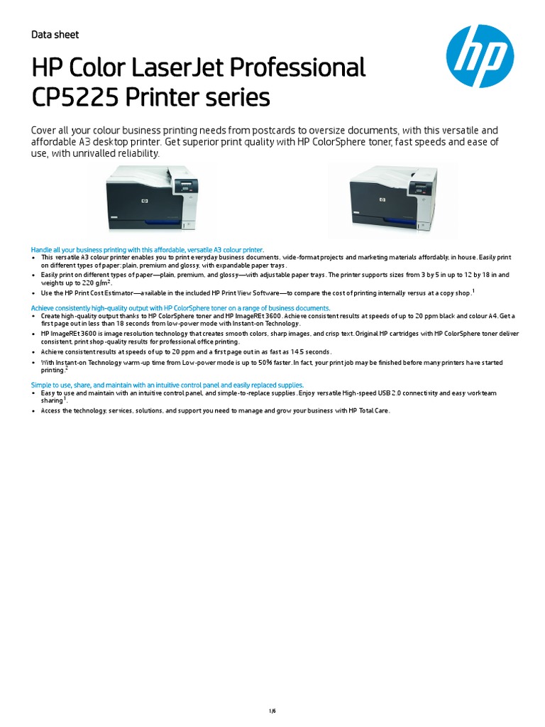 HP Color Laserjet Professional Cp5225 Printer Series | PDF | Printer ...