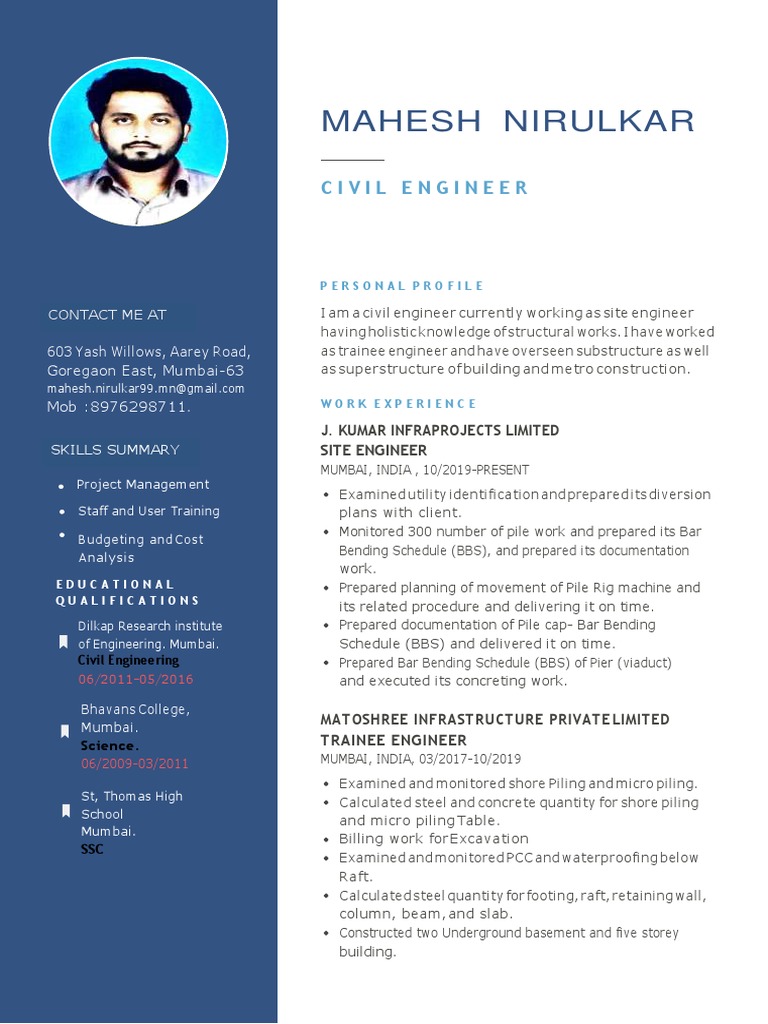 Mahesh Nirulkar: Civil Engineer | PDF | Deep Foundation | Engineering