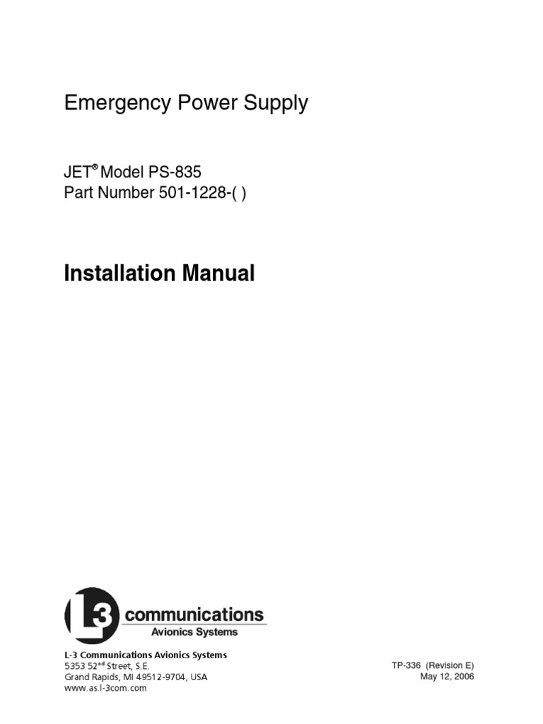 Emergency Power Supply: Installation Manual | PDF | Power Supply ...