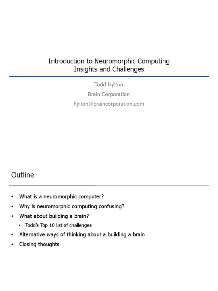 Introduction To Neuromorphic Computing Insights and Challenges | PDF ...