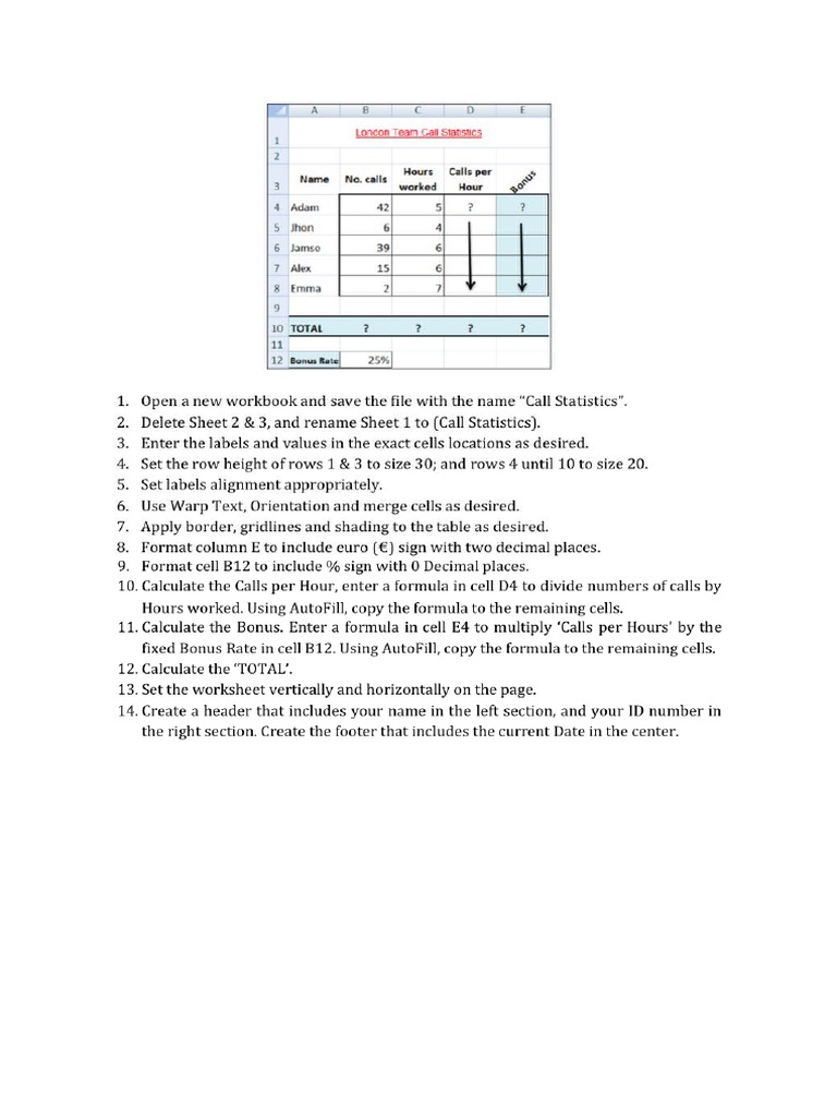Excel Worksheet | PDF