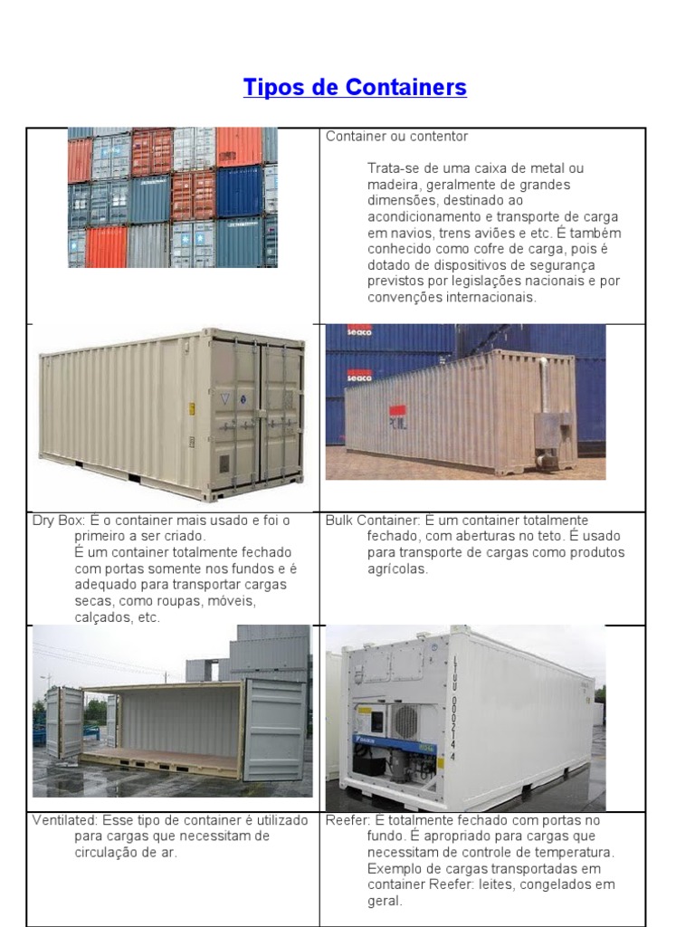 Tipos de Containers | PDF | Transporte de mercadorias | Remessa