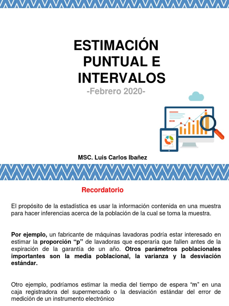 Estimaci N Puntual e Intervalos PDF | PDF | Estimador | Intervalo de confianza