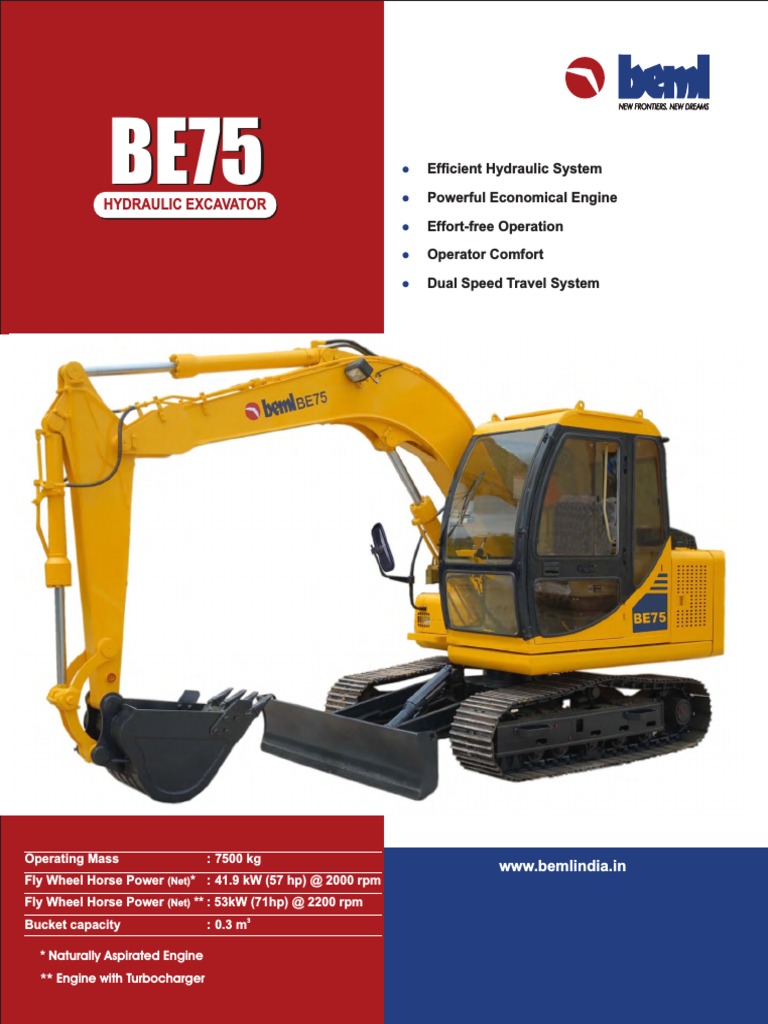 BEML Excavator Catalogue | PDF | Diesel Engine | Engines