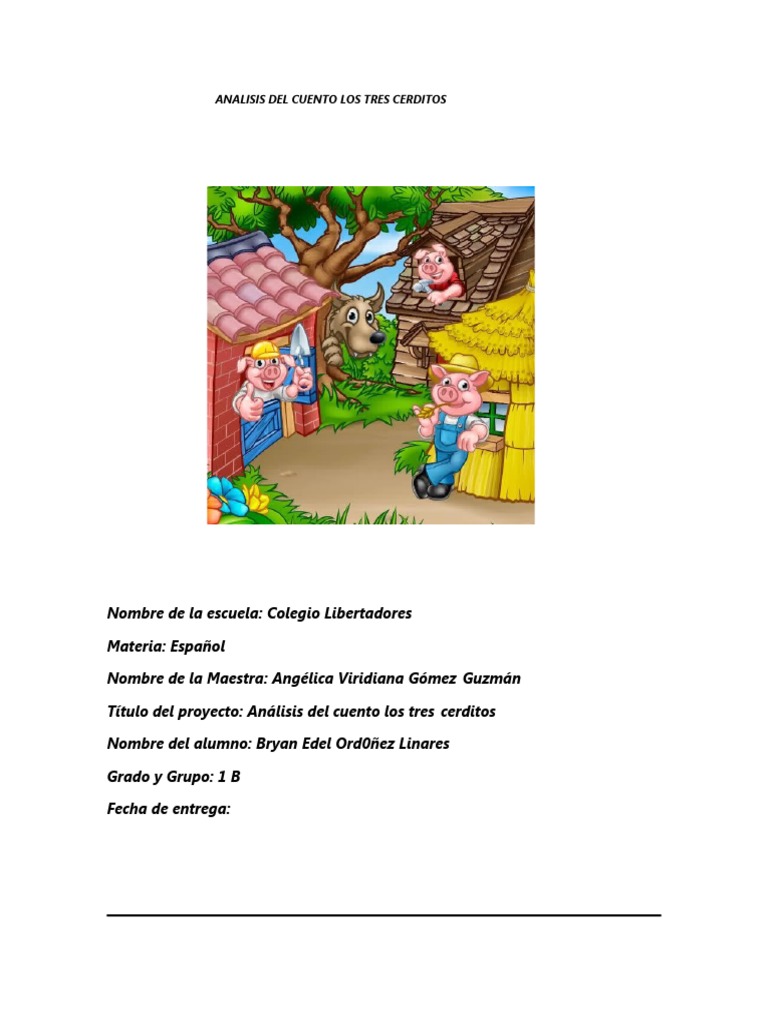 Analisis de El Cuento Los Tres Cerditos | PDF