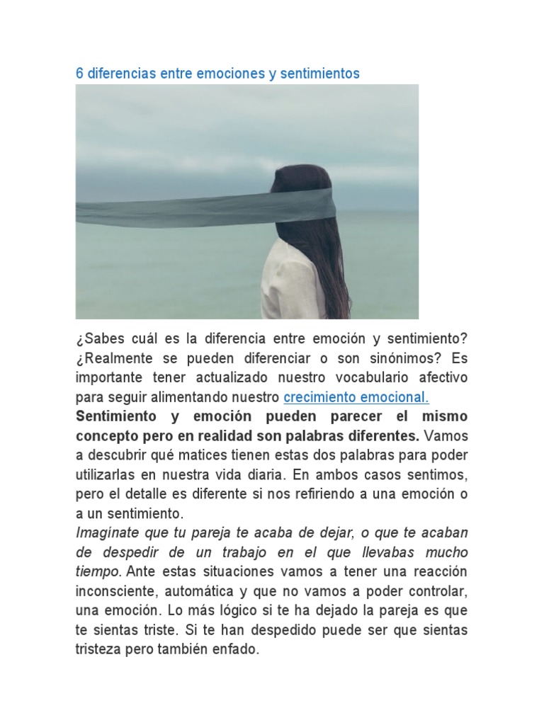 6 Diferencias Entre Emociones y Sentimientos | PDF | Las emociones | Sensación