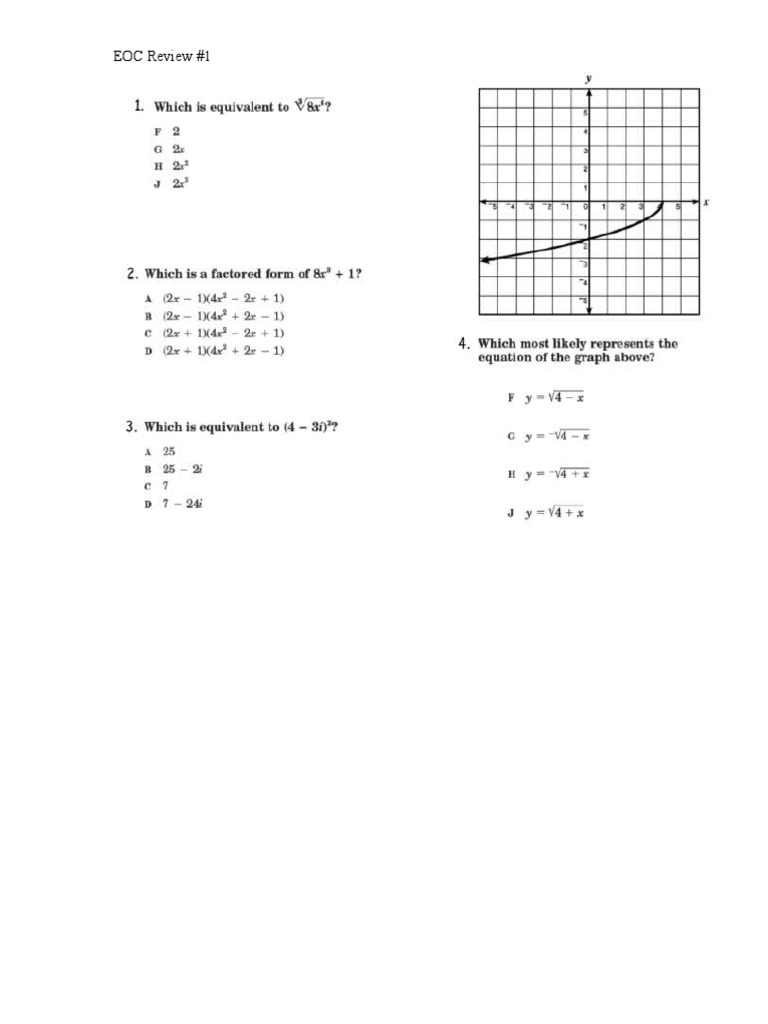 EOC Review Guide: Practice Questions | PDF
