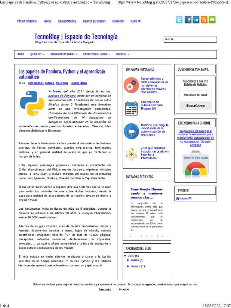 Los Papeles de Pandora, Python y El Aprendizaje Automático TecnoBlog ...